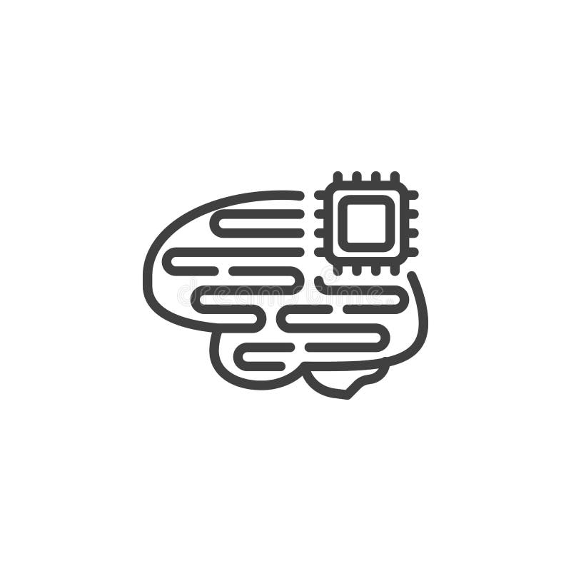 Artificial Intelligence Brain Line Icon Stock Vector - Illustration of ...