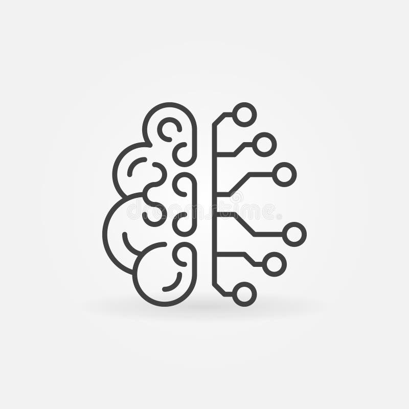 Artificial Intelligence Brain Line Icon. Vector Cyberbrain Sign Stock ...