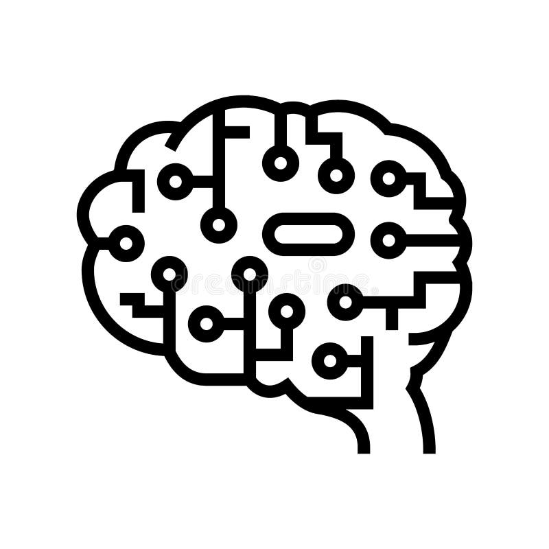 Artificial Intelligence Brain Line Icon Vector Illustration Stock ...