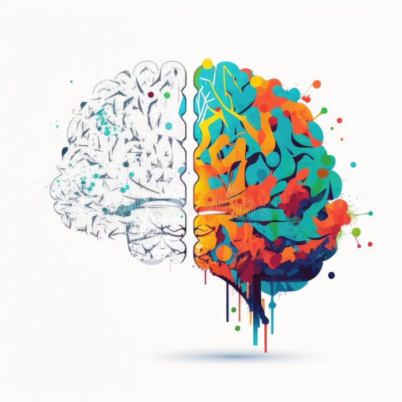 Artificial Intelligence Brain Logo Multi Color Painting Generative AI ...