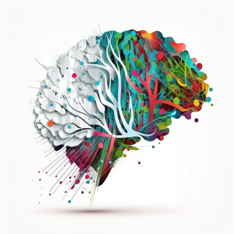 Artificial Intelligence Brain Logo Multi Color Painting Generative AI ...