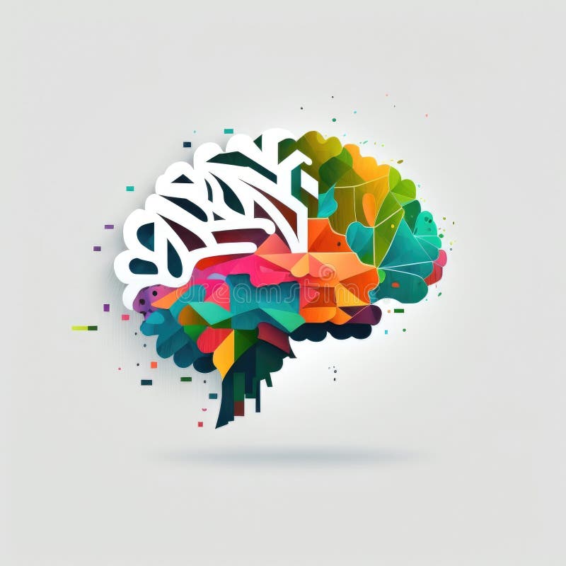 Artificial Intelligence Brain Logo Multi Color Painting Generative AI ...