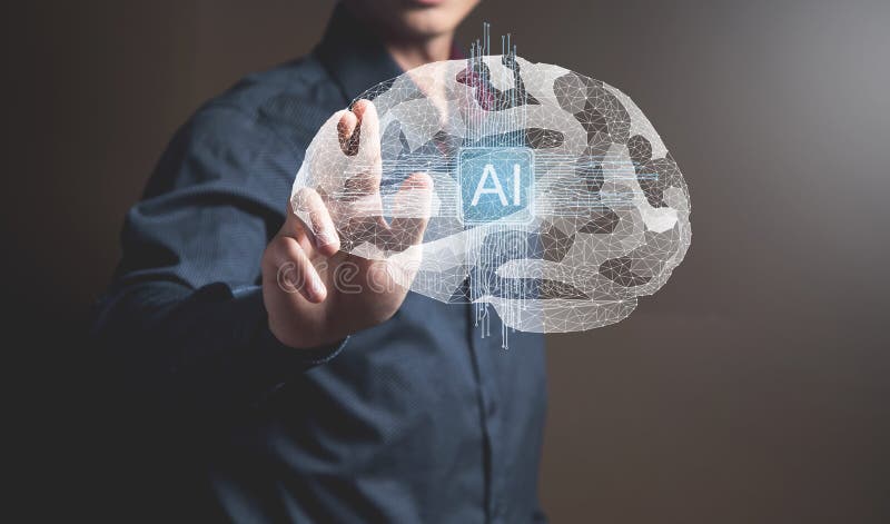 Artificial Intelligence in the Brain Stock Image - Image of design ...