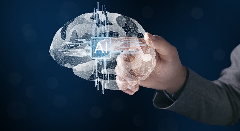 Artificial Intelligence in the Brain Stock Photo - Image of light ...