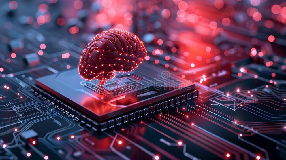 Artificial Intelligence Brain on Microchip Circuit Board Stock ...