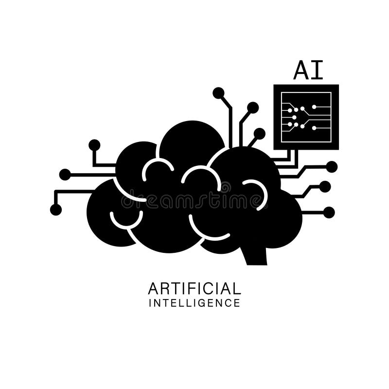 Artificial Intelligence Brain Icon - Vector AI Technology Concept ...
