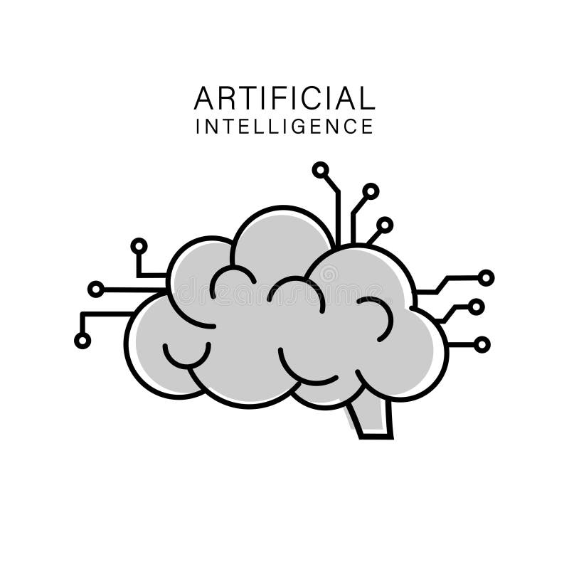 Artificial Intelligence Brain with Microchip Icon Stock Vector ...