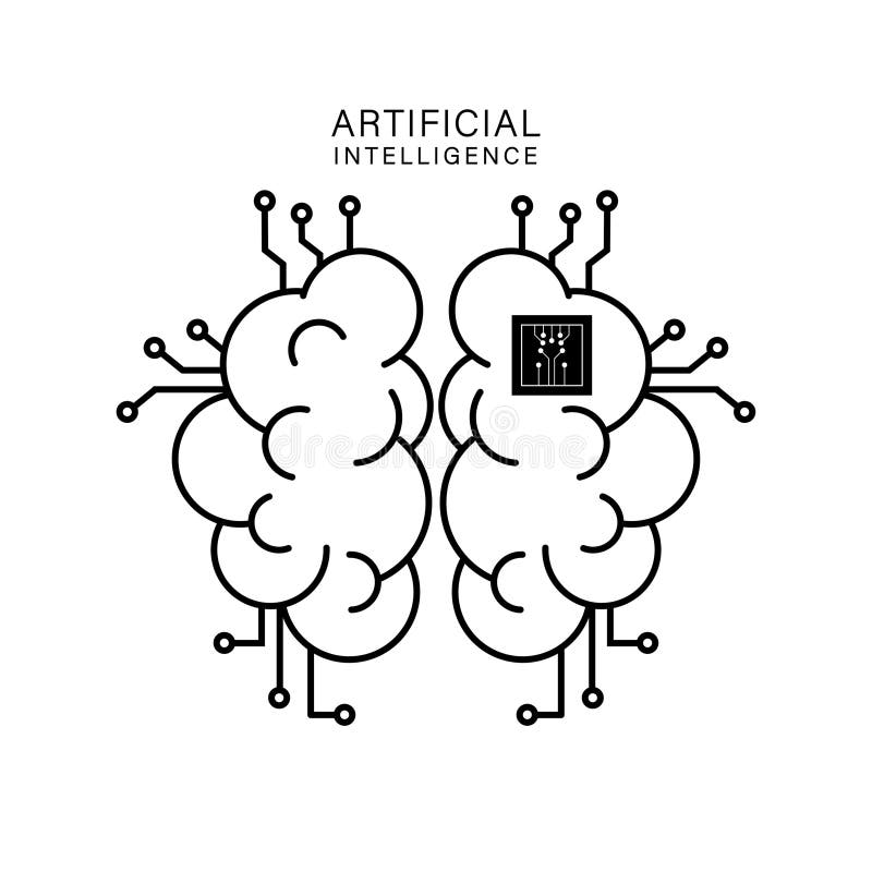 Artificial Intelligence Brain with Microchip Icon Stock Vector ...
