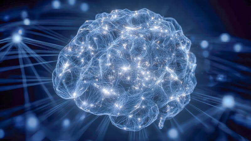 Artificial Intelligence in the Brain Network, Glowing Neural ...