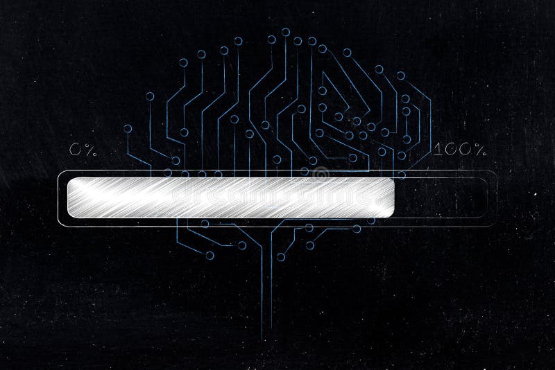 Artificial Intelligence Brain with Progress Bar Loading on Top Stock ...