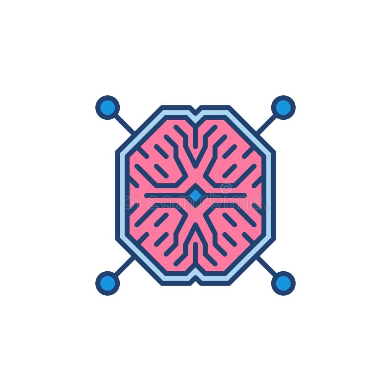 Artificial Intelligence Brain Vector Colorful Icon. AI Symbol Stock ...
