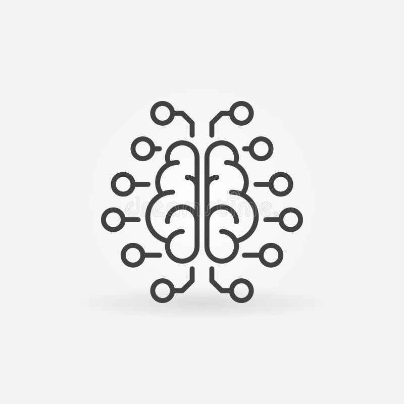 Artificial Intelligence Brain Vector Outline Icon Stock Vector ...