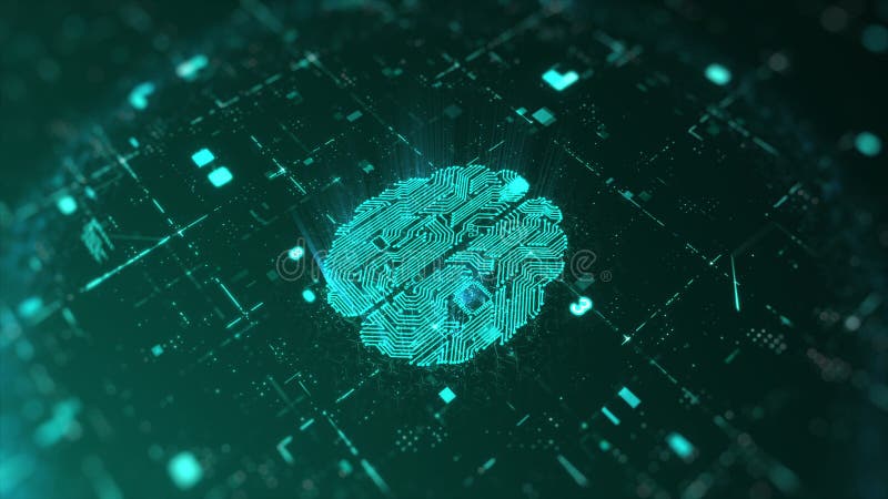 Artificial Intelligence and Brainstorm Concept. 3D Render Brain Animation, Data Mining, Deep ...