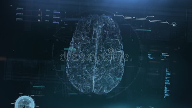 Artificial Intelligence Brain Animation Data Mining, Deep Learning. Electronic Brain Powered by ...