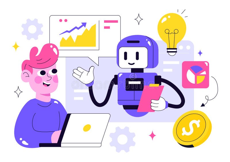 Artificial Intelligence in Business Vector Illustration Featuring ...