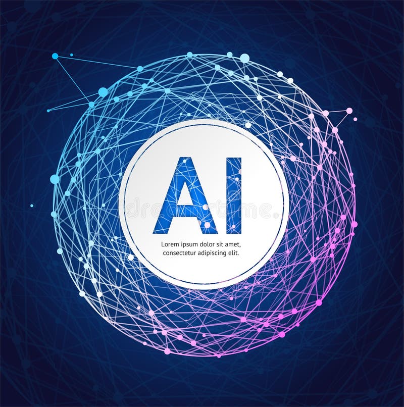 Artificial Intelligence Card Poster Background on a Dark Blue. Vector ...