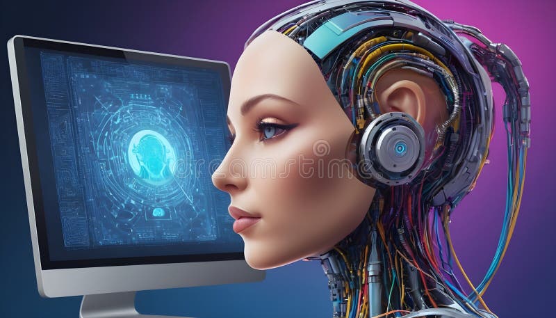 Artificial Intelligence Chat Bot Connected Stock Illustration ...