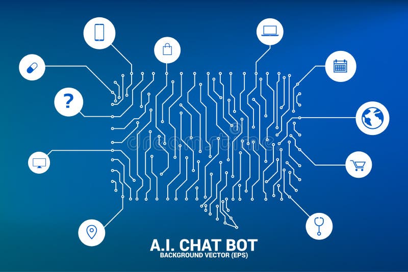 Artificial Intelligence Chat Bot Service with Dot Connected Line Style ...