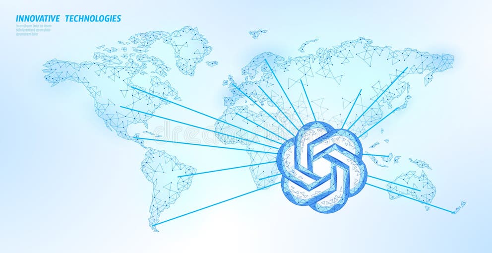 Artificial Intelligence Chat GPT. Machine Learning Online Technology Concept on Blue Vector ...