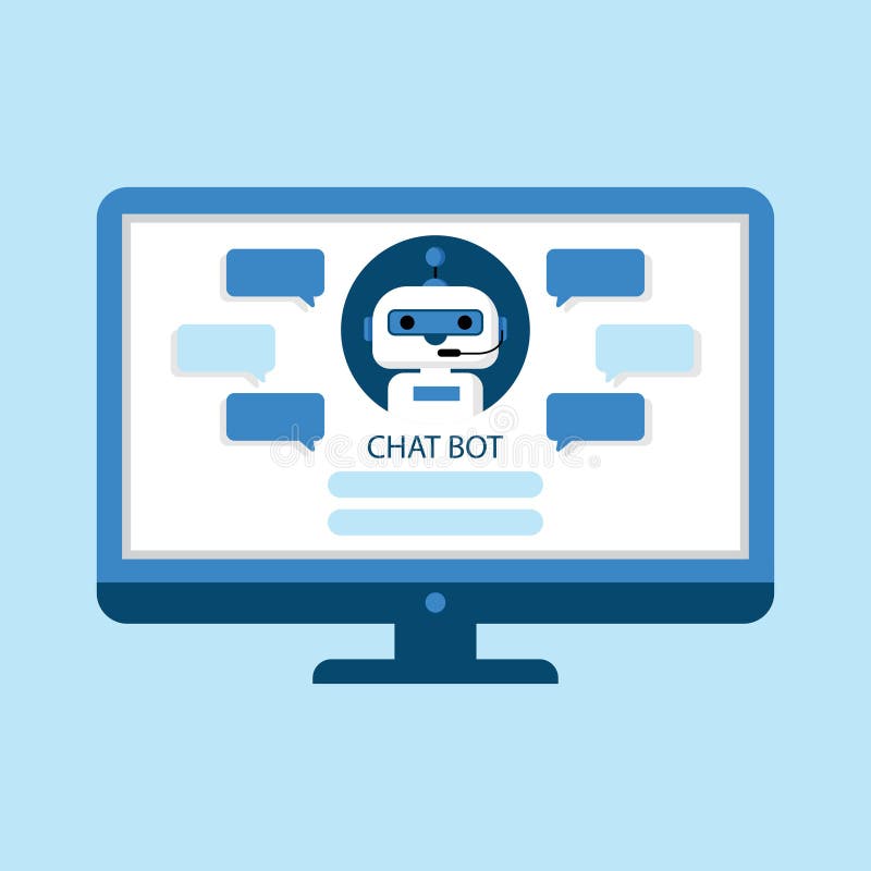 Artificial Intelligence Chatbot on Computer Screen Stock Illustration ...