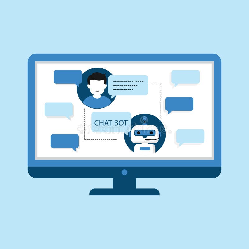 Artificial Intelligence Chatbot on Computer Screen Stock Illustration ...