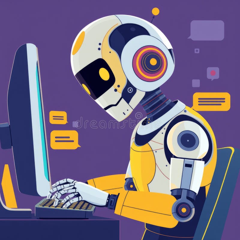 Artificial Intelligence Chatbot Conversing on a Computer in a ...