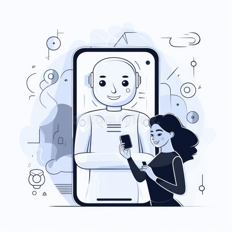 Artificial Intelligence Chatbot. Illustration Generative AI Stock ...