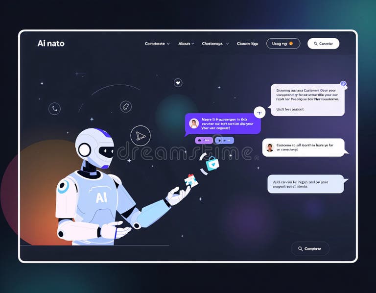 Artificial Intelligence Chatbot Interacting with Users in a Futuristic ...