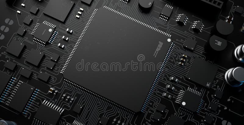 Artificial Intelligence Chip Close-up. Stock Illustration ...