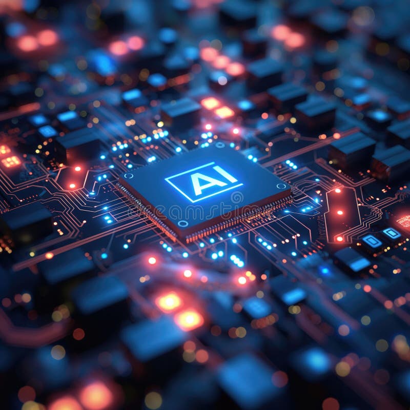 Artificial Intelligence Chip Concept. AI Optimized Circuit Board Stock ...