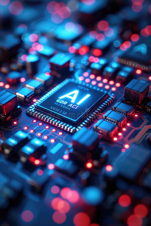 Artificial Intelligence Chip Concept. AI Optimized Circuit Board Stock ...