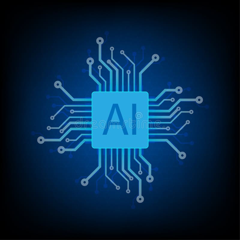 Artificial Intelligence Chip with Electronic Circuit Pattern on Blue ...