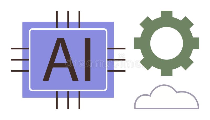 Artificial Intelligence Chip with Gear and Cloud Representing Innovation and Advanced Technology ...