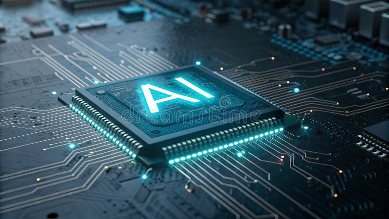 Artificial Intelligence Chip with Glowing AI Text - AI-Generated Tech ...