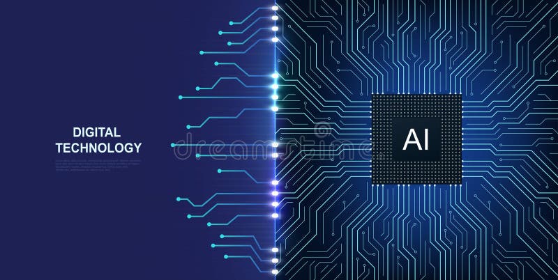 Artificial Intelligence Chip with Glowing Lines. Innovative Machine ...