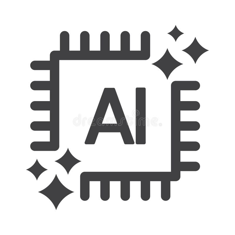 Artificial Intelligence Chip Icon Vector with Sparkle Technology Symbol ...