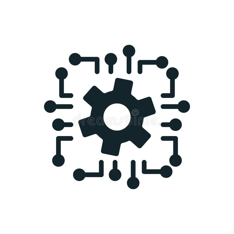 Artificial Intelligence Chip Processing Data with Gear Symbol Stock ...