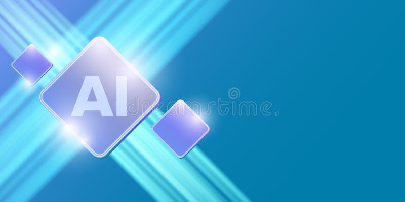 Artificial Intelligence Chipset on Blue Board in Futuristic Neon Cyber ...