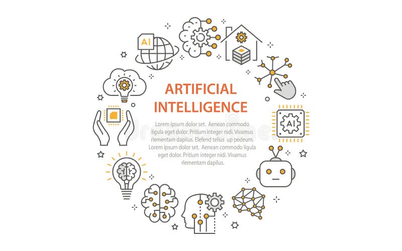 Artificial Intelligence Circle Template Icons. Vector Illustrations ...