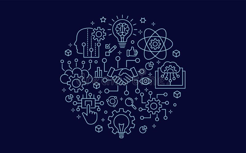Artificial Intelligence Circle Template Icons. Vector Illustrations ...