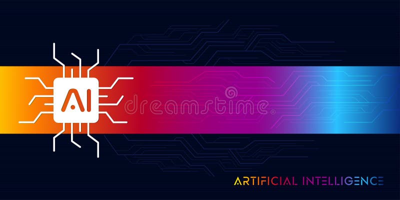 Colorful Artificial Intelligence Board in Dark Background Stock Vector ...