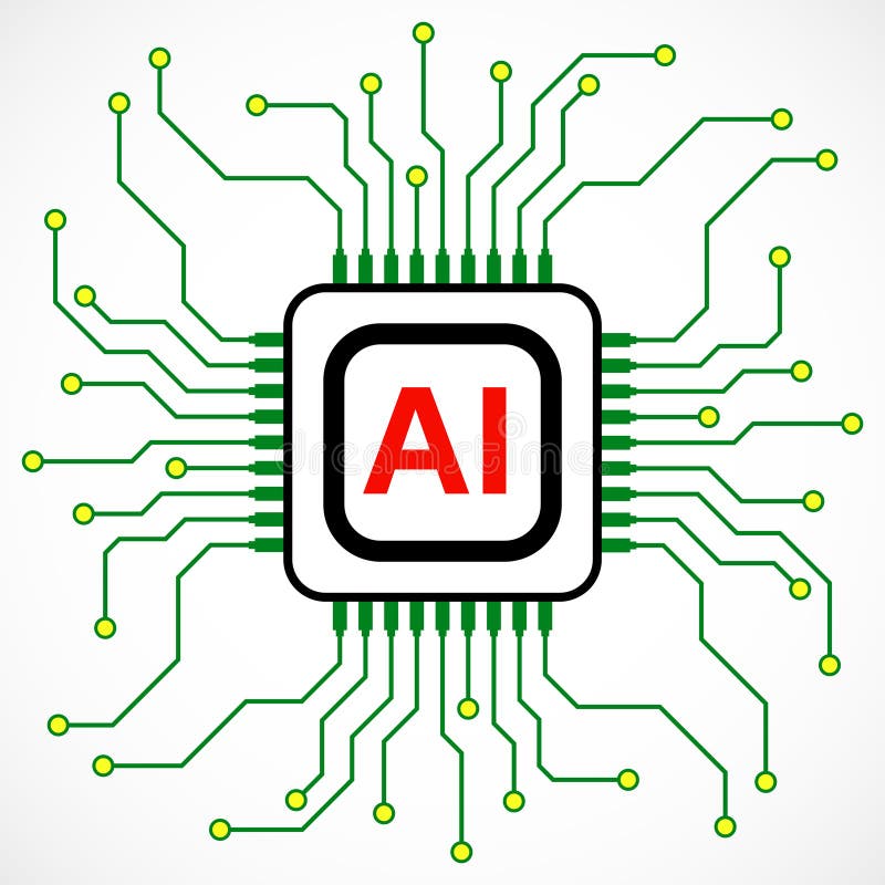 Artificial Intelligence with Circuit Board. Smart Network Digital ...