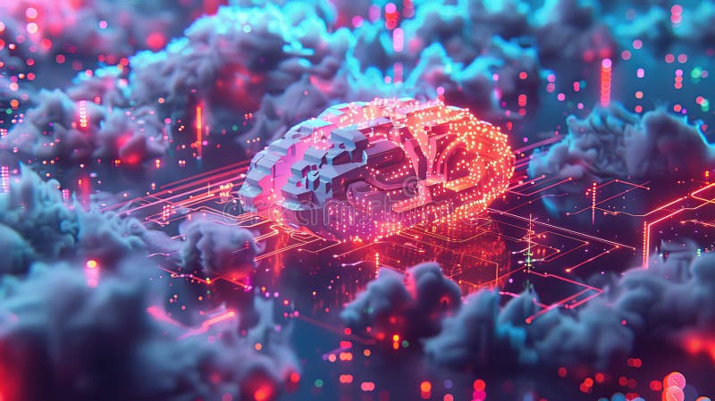 Artificial Intelligence and Cloud Computing Concept Stock Illustration ...