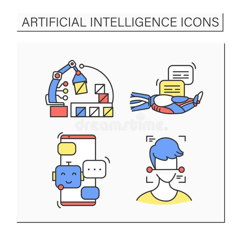 Artificial Intelligence Color Icons Set Stock Vector - Illustration of ...