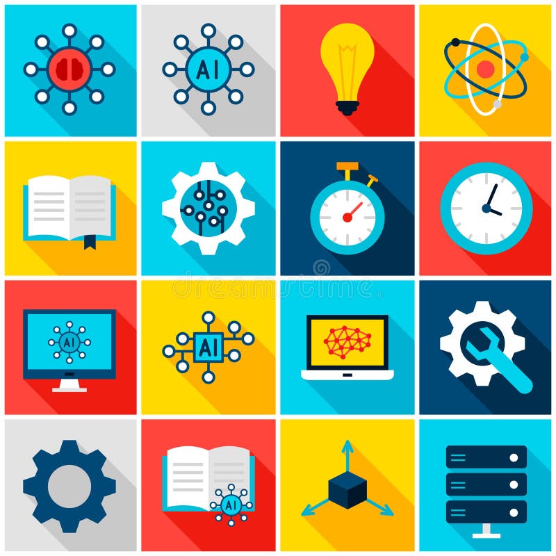 Artificial Intelligence Colorful Icons Stock Vector - Illustration of ...