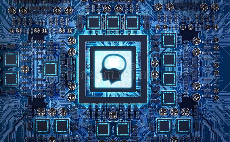 Artificial Intelligence in a Modern GPU Card 3D Rendering Stock ...