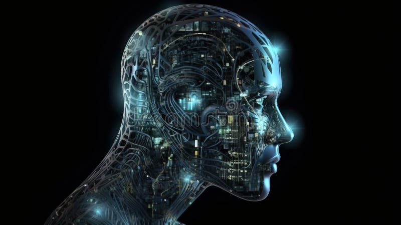 Artificial Intelligence. Scattering Head Profile of a Chrome-plated ...