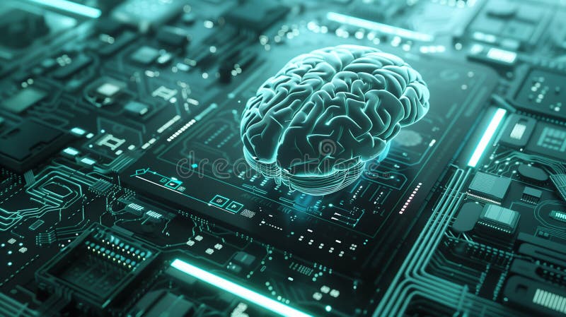 Artificial Intelligence: a Computer Circuit Board is Shown with a Human ...