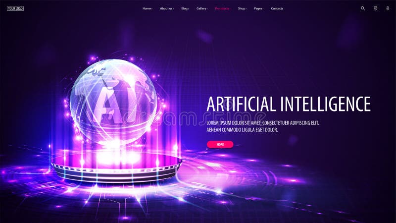 Artificial Intelligence Computer Database Concept, Web Banner. Central ...