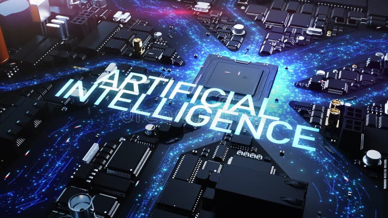 Ai Computer Hardware, Tech and Futuristic Technology of a Pc with Neon ...